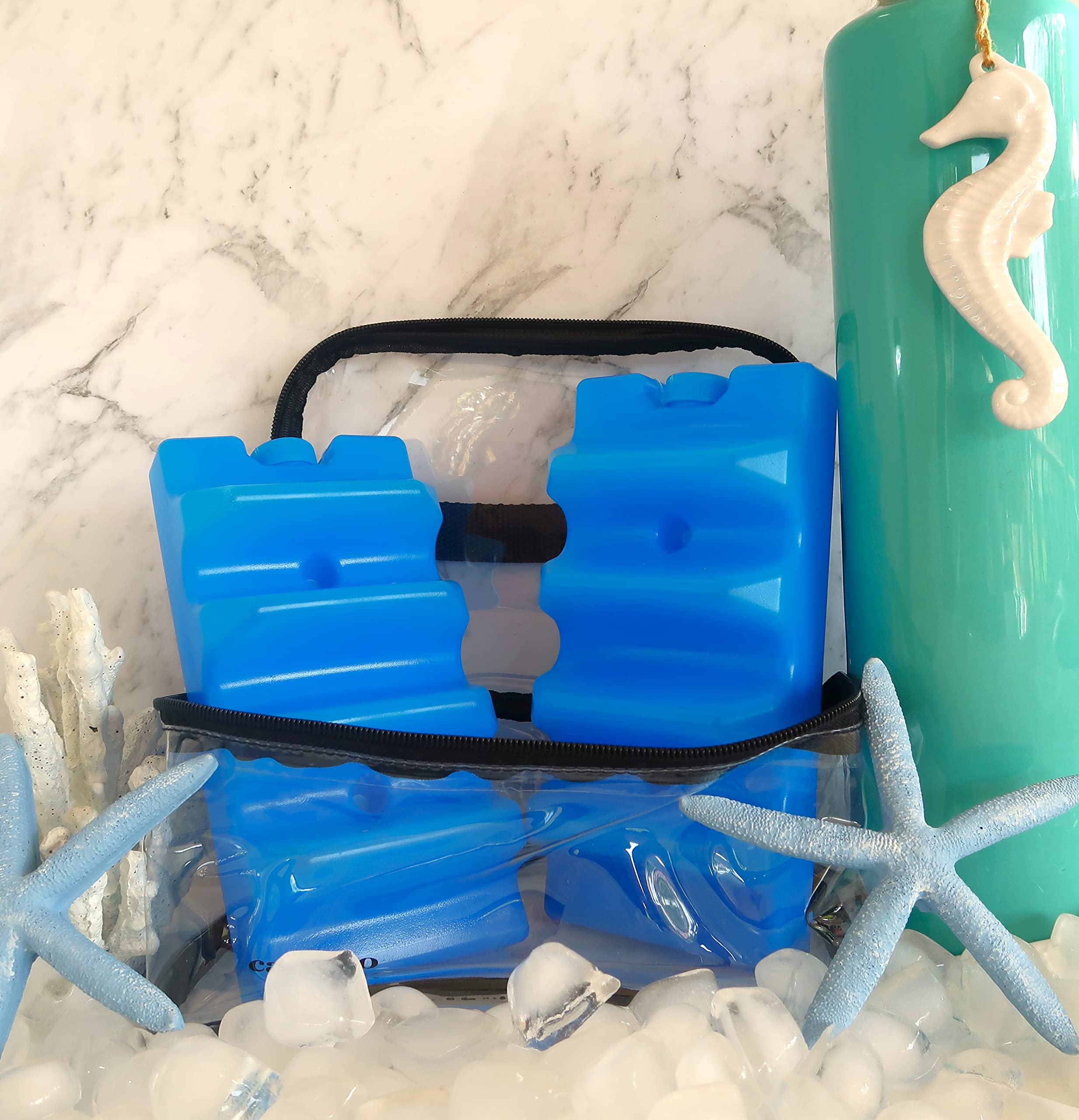 Ice Pack and Safety Case Set for Breastmilk Bags - carigro Brand - Insert for Breastmilk Cooler Bag (3 Items)