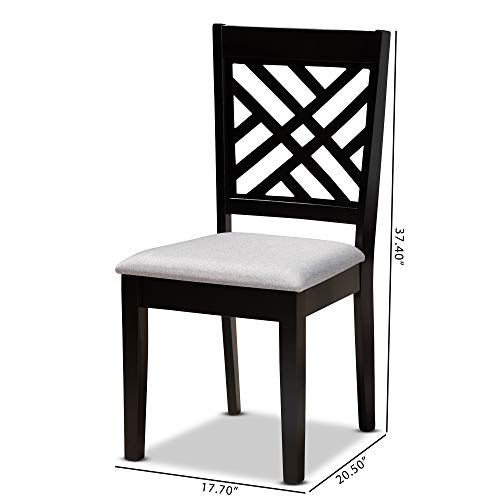 Baxton Studio Fallon Dining Chair Set and Dining Chair Set Grey Fabric Upholstered Espresso Brown Finished Wood 2-Piece Dining Chair Set