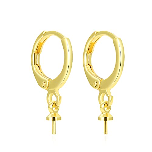 20pcs Adabele Hypoallergenic Tarnish Resistant 14mm (0.55 Inch) Gold Round Leverback Huggies Earring Hooks with 3mm Secure Screw Eye Peg Bail BF265