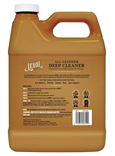 All Leather Cleaner (Step 1) by Lexol, Use on Furniture, Car Interior, Shoes, Handbags, Two-Step System, 3 Liters
