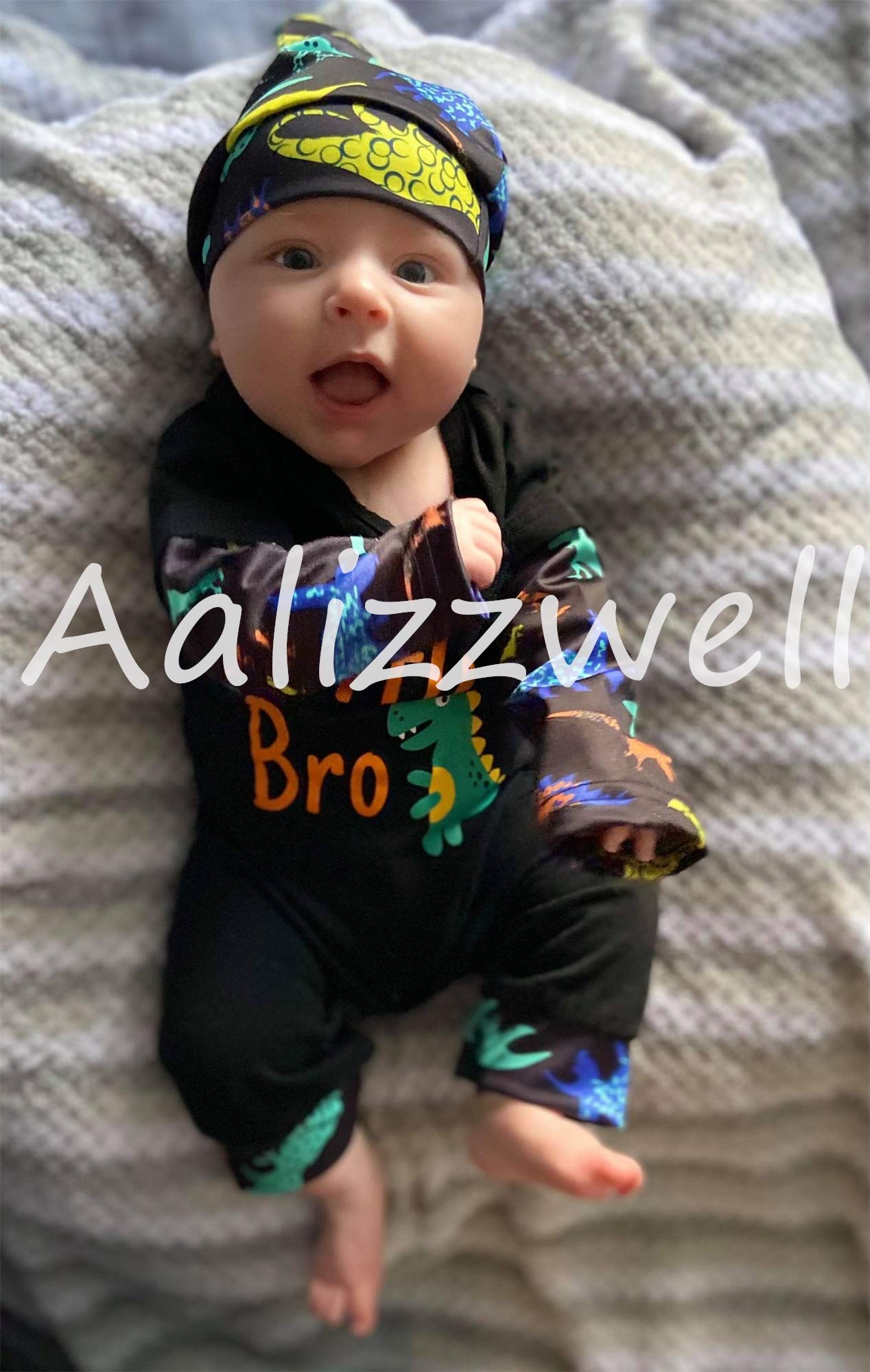 Aalizzwell Infant Baby Romper Toddler Pants Set Brother Matching Outfits Boys Clothes (Dinosaur-Romper, 0-3 Months)