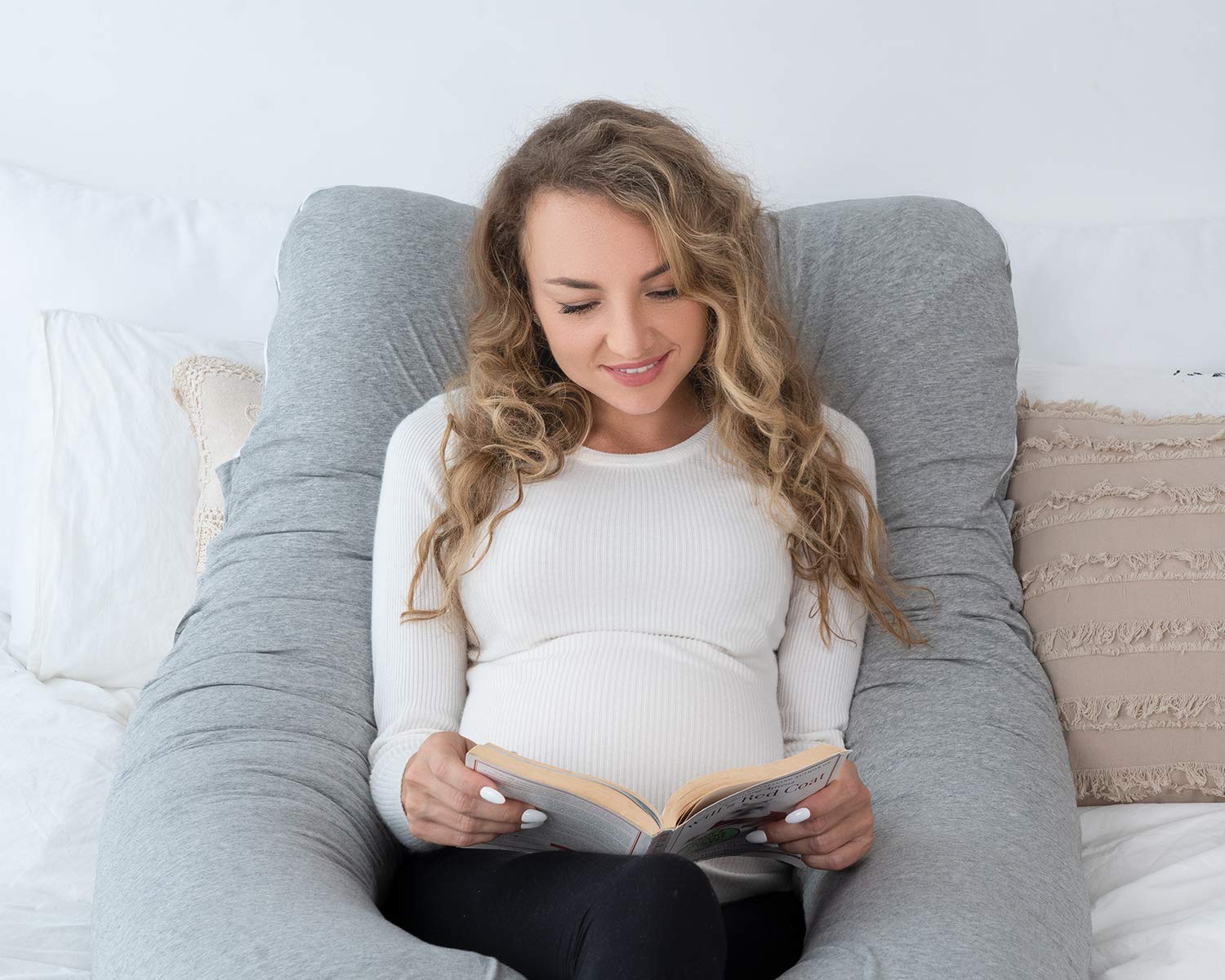 AngQi Pregnancy Pillows Cooling for Sleeping - Maternity Body Pillow for Pregnant Women - with Cool Jersey Cover