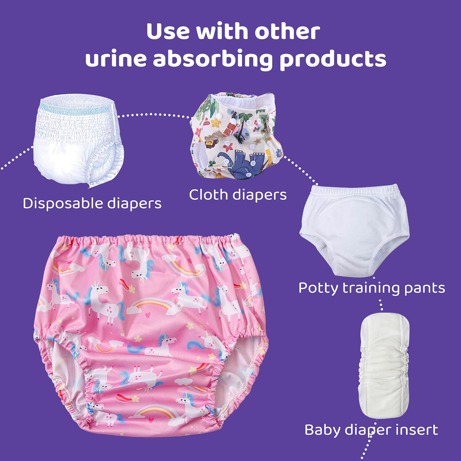 BISENKID Waterproof Plastic Swim Diaper Cover for Plastic Pants Good Elastic Rubber Pants for Toddlers Plastic Underwear Covers for Potty Training Pants Girl 2t