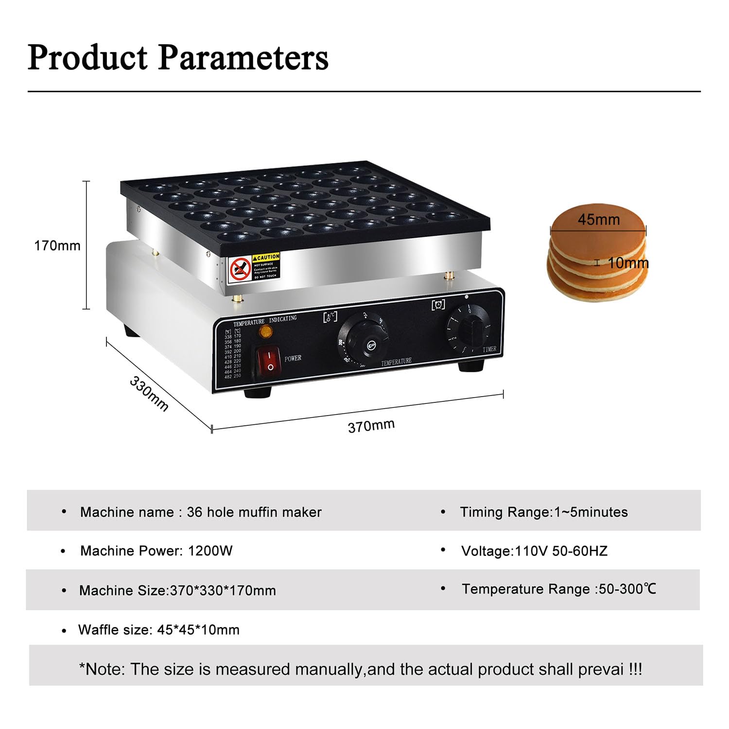 110V Commercial Mini Dutch Pancake Maker ,36PCS Dutch Pancake Baker Machine ,Nonstick Dorayaki Maker,Dutch Poffertjes Grill,Stainless Steel, Breakfast,Snacks, Desserts, Restaurants, Cafes