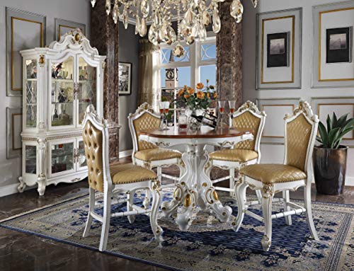 Acme Furniture Set of 2 Counter Height Chairs, Butterscotch/Antique Pearl
