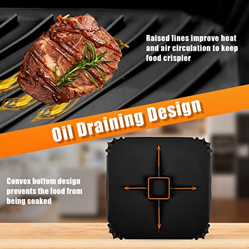 Air Fryer Liners β Durable Air Fryer Silicone Liners β Air Fryer Liners Square with Practical Handles β Dishwasher and Oven Friendly Silicone Air Fryer Basket β 2pcs (Black+Grey)