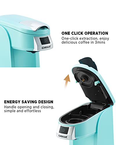 CHULUX Upgrade Single Serve Coffee Maker for K CUP, Mini Coffee Maker Single Cup 5-12oz Coffee Brewer, 3 in 1 Coffee Machine for K Cups Pod Capsule Ground Coffee Tea, One Touch Fast Brewing in Minutes