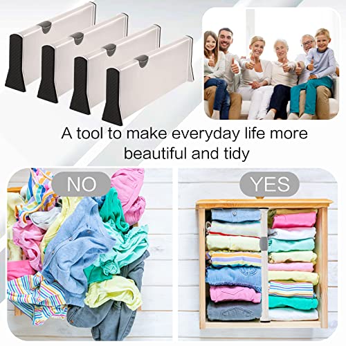 20 Pack Adjustable Drawer Divider Organizers 4'' High Expandable 11-17'' Dresser Drawer Separators Plastic Drawer Organizers Drawer Dividers for Clothes Organization Office Bedroom Bathroom (Beige)