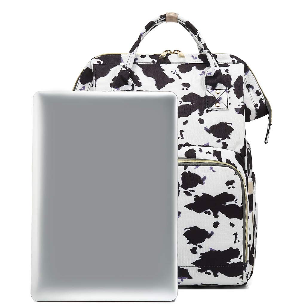 Ruzida Cow Spots Print Diaper Bag Backpack Maternity Baby Changing Bag Large Capacity Backpacks