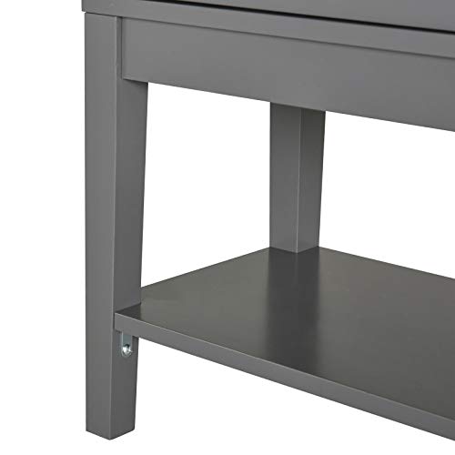 HOMCOM Coffee Bar Cabinet, Modern Sideboard Buffet Cabinet, Kitchen Cabinet with 2 Glass Doors, Adjustable Inner Shelving and Bottom Shelf, Grey
