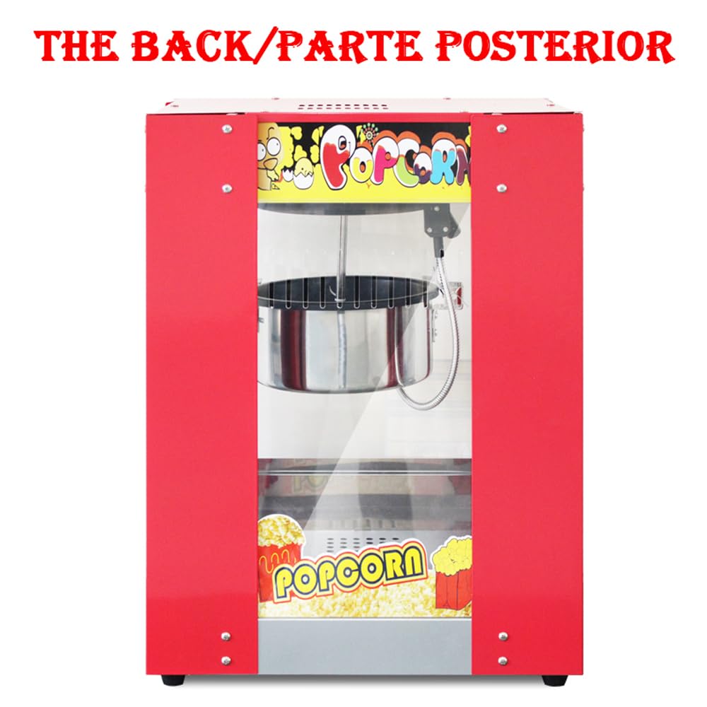 110V US Commercial Popcorn Machine, 8oz Popcorn Maker with Stainless-Steel Kettle,1400 W Countertop Popcorn Maker ,Movie Theater Popper with 3-Switch Control Steel Frame Acrylic Doors, Red