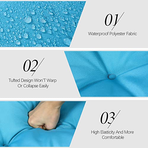 5 Pieces Wicker Patio Cushion Sets Include 1 Loveseat 2 U-Shape 2 Matching Chair Cushions Indoor Outdoor Tufted Settee Bench Cushions Replacement Loveseat Cushions for Outdoor Furniture (Light Blue)