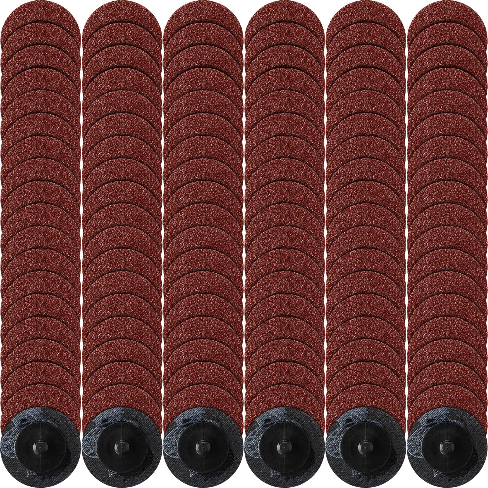 150 Pieces Roll Lock Sanding Discs Set 2 Inch Die Grinder Disc Surface Conditioning Disc Mini Aluminum Oxide Coated Disc for Surface Prep Polish Burr Finish Rust Paint Removal Red (60 Grit)