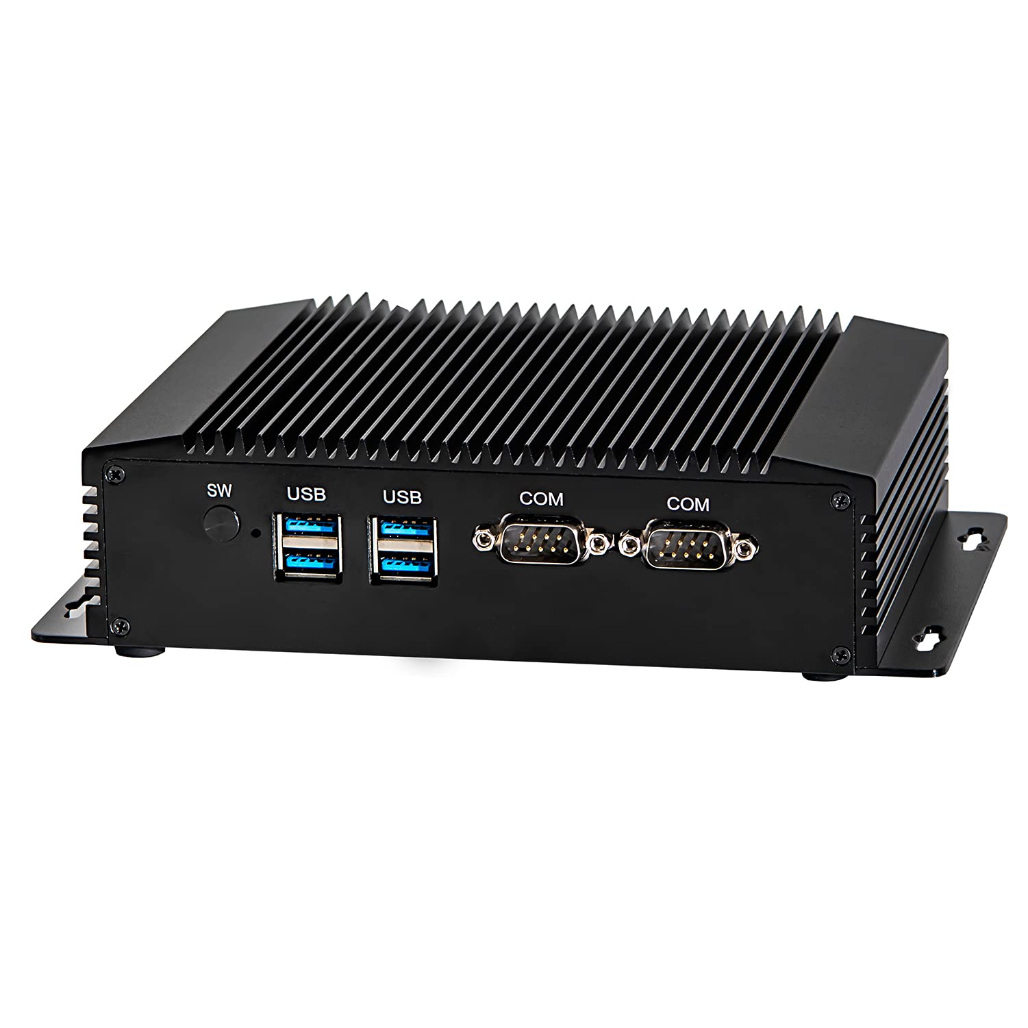 HUNSN Industrial Embedded PC, Fanless Mini Computer, IPC, Celeron 2955U 2957U, Windows 11 / Linux Ubuntu, IM08, VGA, HDMI, 2 x LAN, 2 x COM RS232, 4 x USB3.0, 8G RAM, 64G SSD