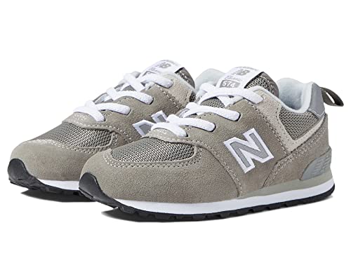 New Balance Baby Boys 574 Core Bungee Sneaker, Grey/White, 3 Infant