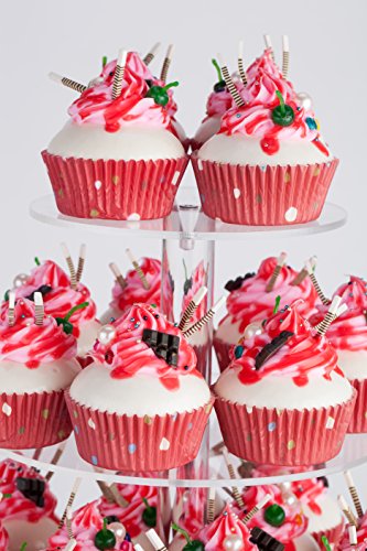 5 Tier Maypole Round Acrylic Cupcake Tree Tower Display Stand Display for Pastry Wedding Birthday Party- 16 Inch