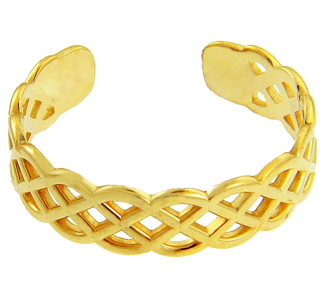 10K Yellow Gold Celtic Trinity Knot Woven Eternity Band Adjustable Toe Ring