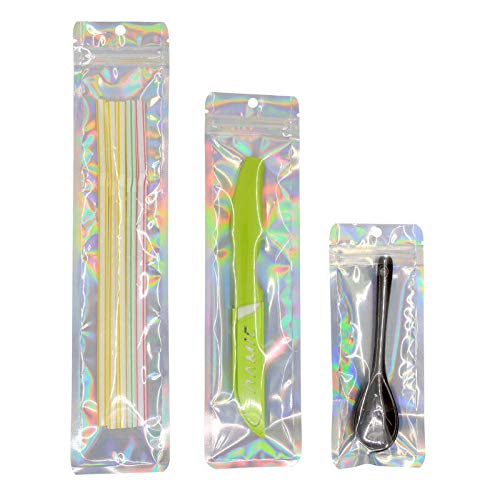 100Pcs Aluminum Foil Bags Matte Translucent Clear Front Plastic Ziplock Bags with Hang Hole Tear Notch Zipper Pouch Food Saver Bag Short Term Food Storage Packaging 2.3x9in (6x23cm)
