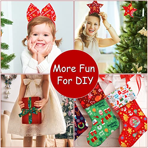 20 Pieces Christmas Fabric Fat Quarters Christmas Fabric Bundles Precut Fabric Squares Christmas Tree Snowflake Printed Fabric Scraps for Dress Apron DIY Crafts (Vivid Pattern, 10 x 10 Inch)