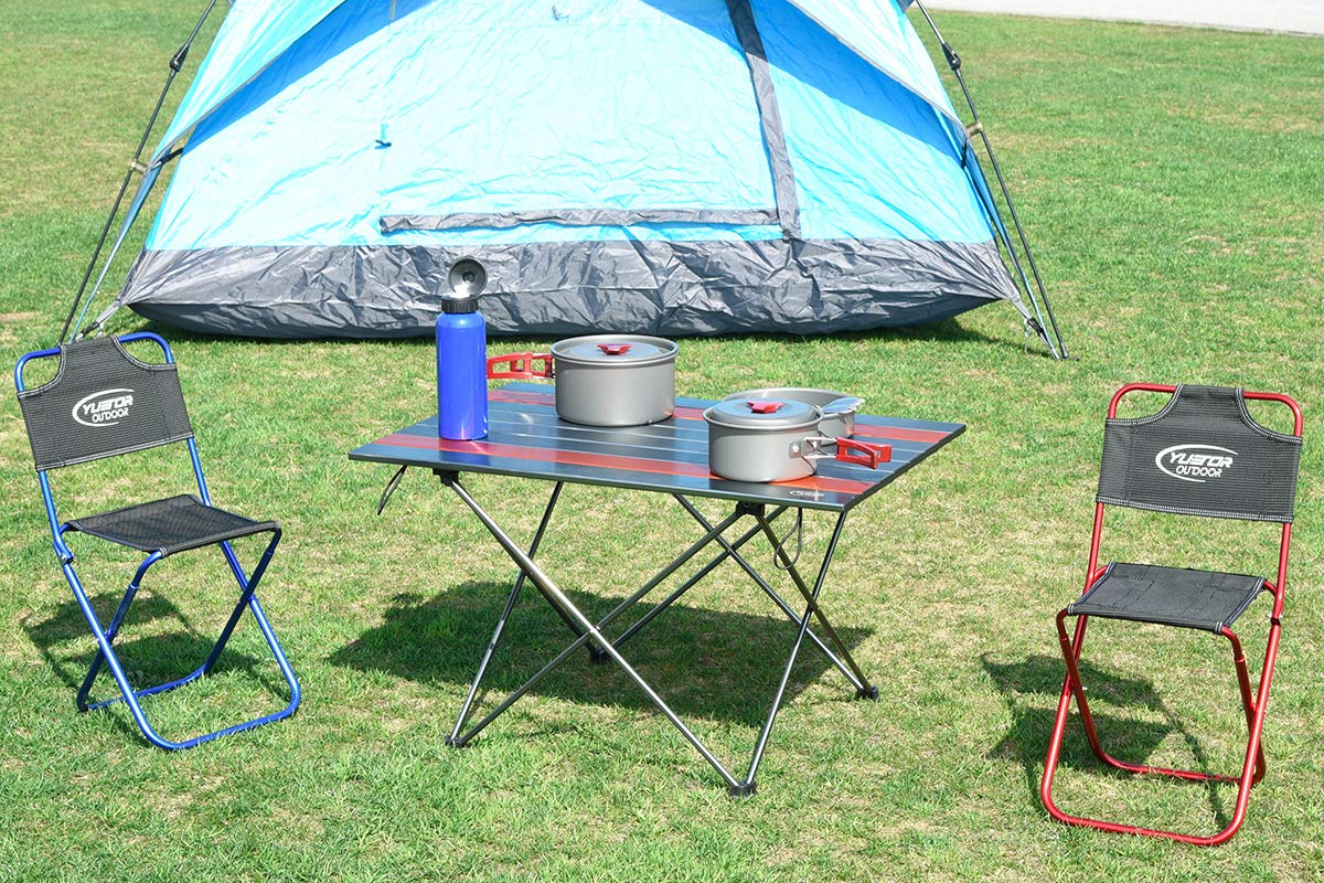 15.5" × 13.6" Portable Folding Camping Table, 2.2lbs Lightweight Compact Outdoor Table Desk up to 50.7lbs for Indoor