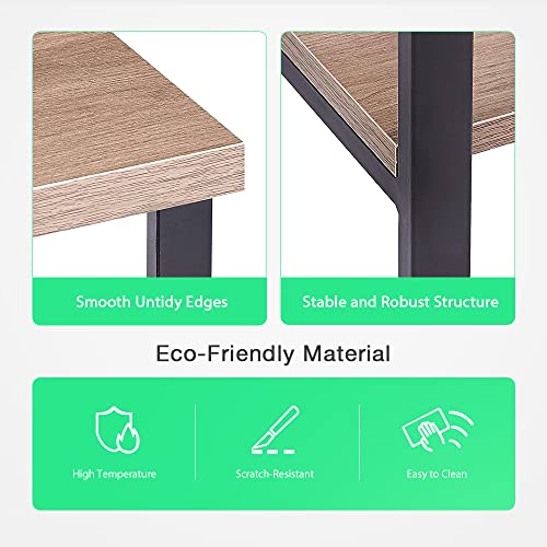 Coral Flower Washed Oak Square Side Shelf for Living Room, Wood and Metal Nightstand,End Table with Storage, Light oak