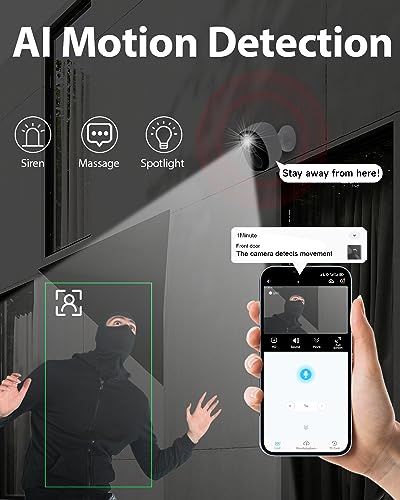 1pc Outdoor Wireless Security Camera with Solar Panel, 2K Battery Operated Camera for Home Security, Cloud/SD, No Monthly Fee, AI Motion Detection,Color Night Vision,2-Way Audio,Compatible with Alexa