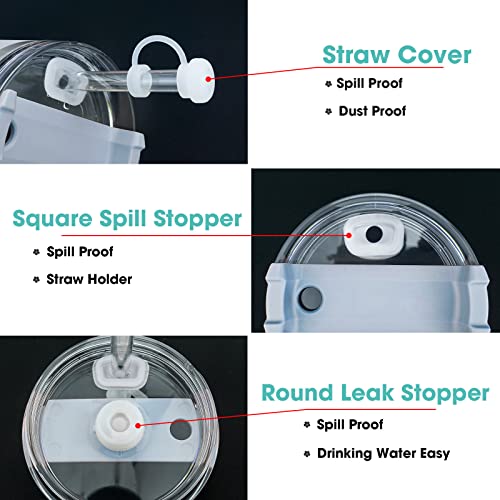 Airboat Silicone Spill Proof Stopper Set and Protective Boot for Stanley H1.0 40oz 30oz Tumbler, Leak Proof Straws Topper, Cover Cap and Anti Slip Bottle Bottom Boot Sleeve for Stanley Mug Cup