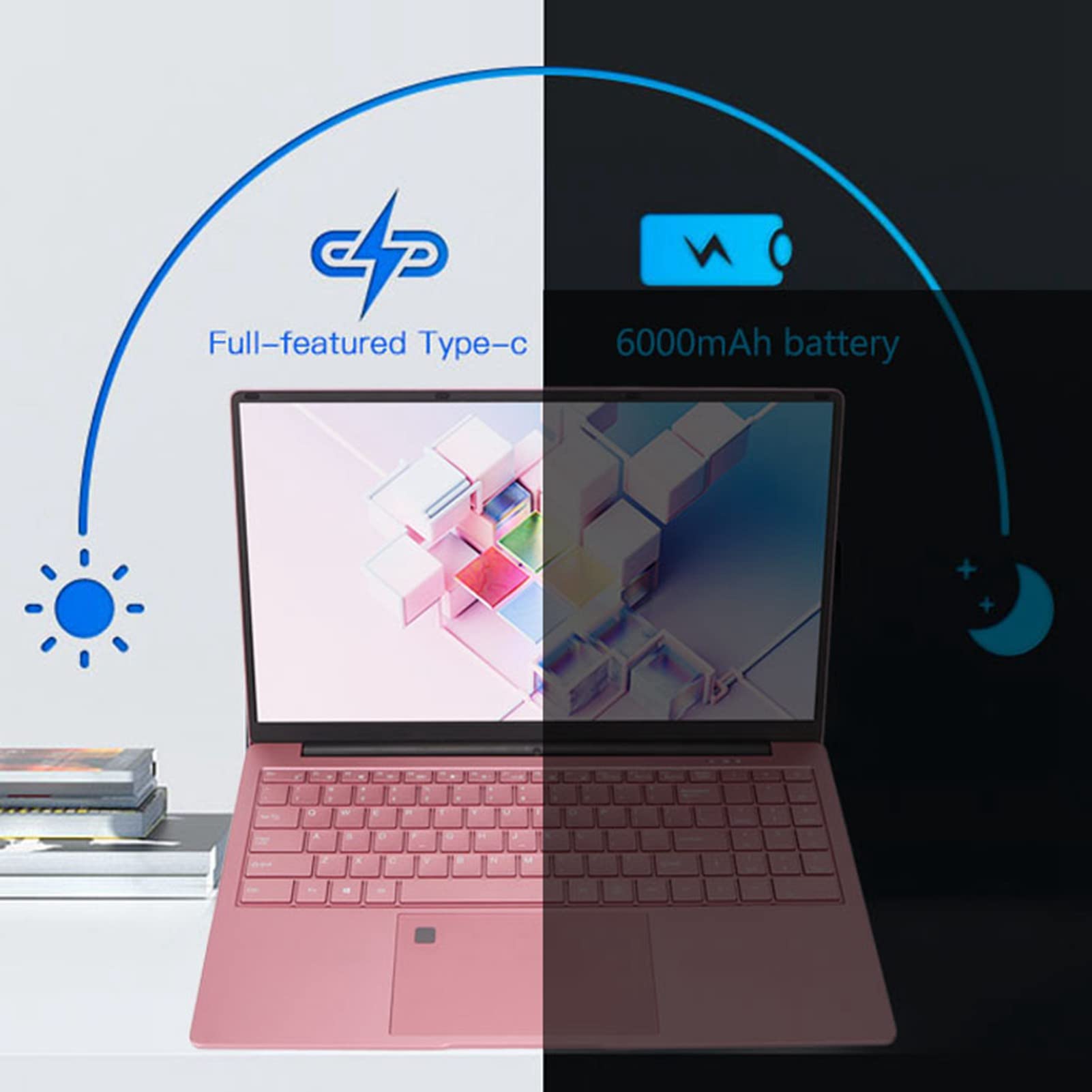 15.6 in Laptop, 16GB LPDDR RAM and 512GB ROM, Quad Core 2.9GHz CPU, 1920X1080 IPS Display, with Fingerprint Reader, 6000mAh Battery Laptop Computer for Business and Students(USA)
