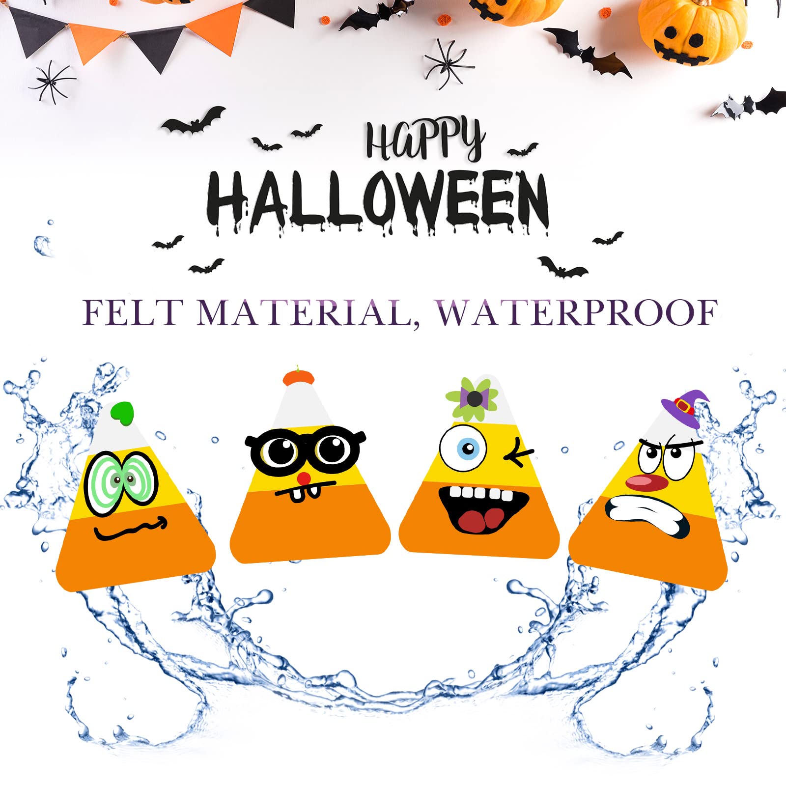 16 Pcs Halloween Crafts for Kids Candy Corn Halloween Craft Kit Toddler Craft Kit DIY Fall Crafts Halloween Candy Corn Magnet Felt Craft Kit for Toddlers Home Activities Fridge Magnet Decoration