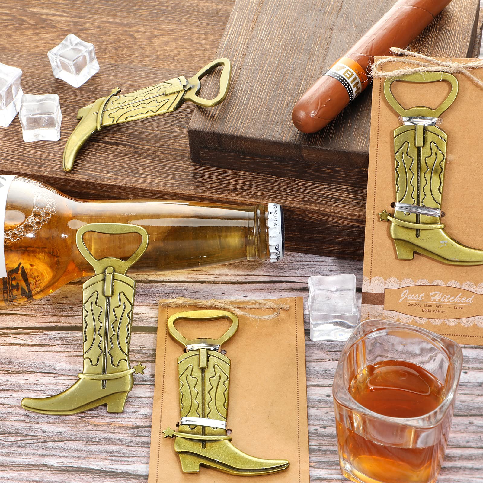 12 Pcs Cowboy Boot Bottle Openers Metal Boot Bottle Openers Stainless Steel Bottle Openers for Wedding Birthday Anniversary, Bronze