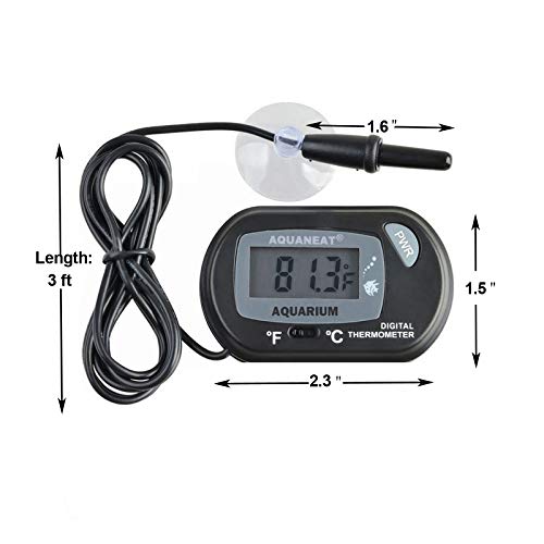 AQUANEAT 3 Pack Aquarium Thermometer, Reptile Thermometer, Fish Tank Thermometer, Digital Thermometer, Terrarium Water Temperature Test, with Large LCD Display