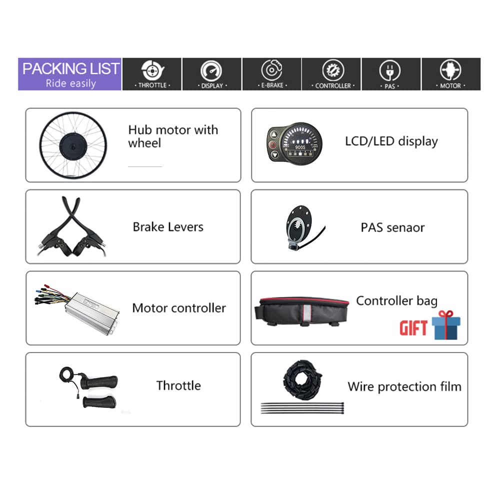 1000W 48V,Electric Bike Conversion Kit,27.5 inch (650B),Front Hub Motor, Brushless Motor,US Stock