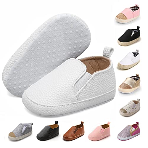 JOINFREE Toddler Baby's Cute Casual Walking Shoes Infant Boys Girls Soft Sneakers White 6-12 Months