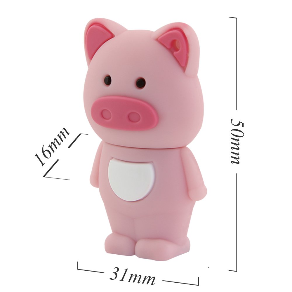 128GB USB Flash Drive, Cute Pink Pig Shaped Thumb Drive, Novelty USB Stick for Data Storage and Backup, Funny Flash Drive for PC/Tablets/Mac/Laptop