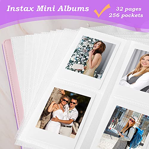 256 Pockets Polaroid Book Album for Fujifilm Instax Mini 12 11 9 8 7+ 40 evo LiPlay Instant Camera, Polaroid Snap PIC-300 Z2300 Instant Camera, Kodak 2X3 Film (Magic Purple)