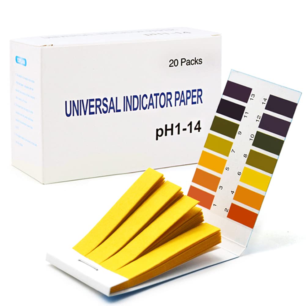 20 Pack pH Test Strips. 1600 Strips Universal pH 1-14 Test Paper, for Teaching, Chemical Experiments, Saliva, Urine, Water and Soil pH Monitoring