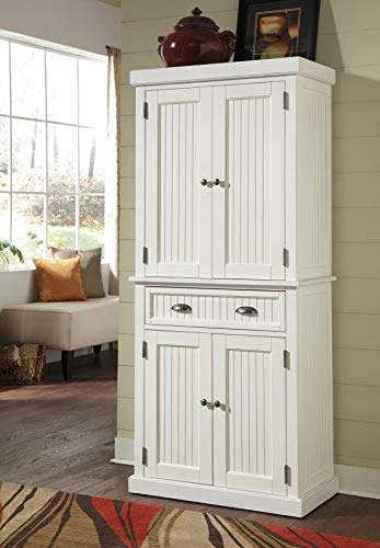 homestyles Buffets Off-White Server with Hutch and Natural Wood Top & Homestyles Nantucket Pantry, 30", Off White
