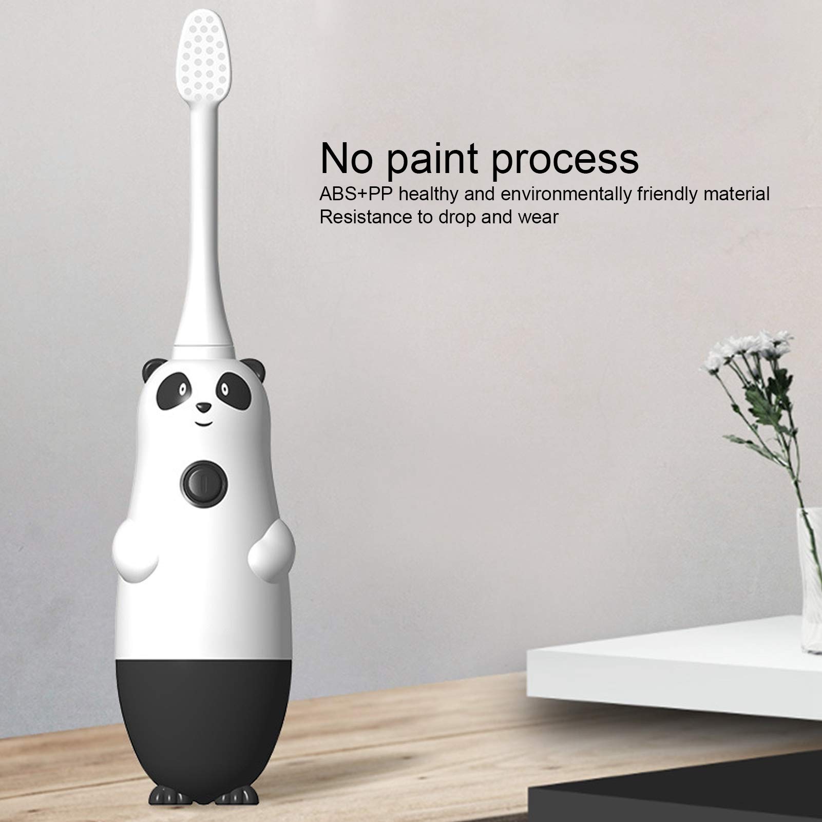 POCREATION Sonic Electric Toothbrush, Soft Bristles Tooth Brush, Panda Pattern Teeth Brush, Electric Kids Toothbrush, Oral Caring Tool for Children