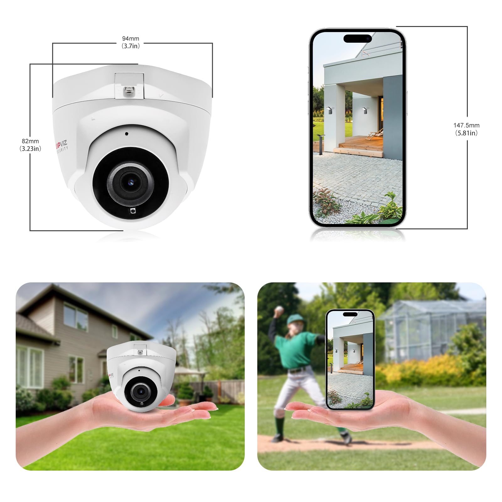 Anpviz 5MP POE Camera with Human & Motion Detection, IP Camera for Indoor Outdoor, Turret Camera Built-in Audio/Mic, 100ft IR Night Vision Security Camera, IP66 Waterproof, NDAA Compliant (U Series)