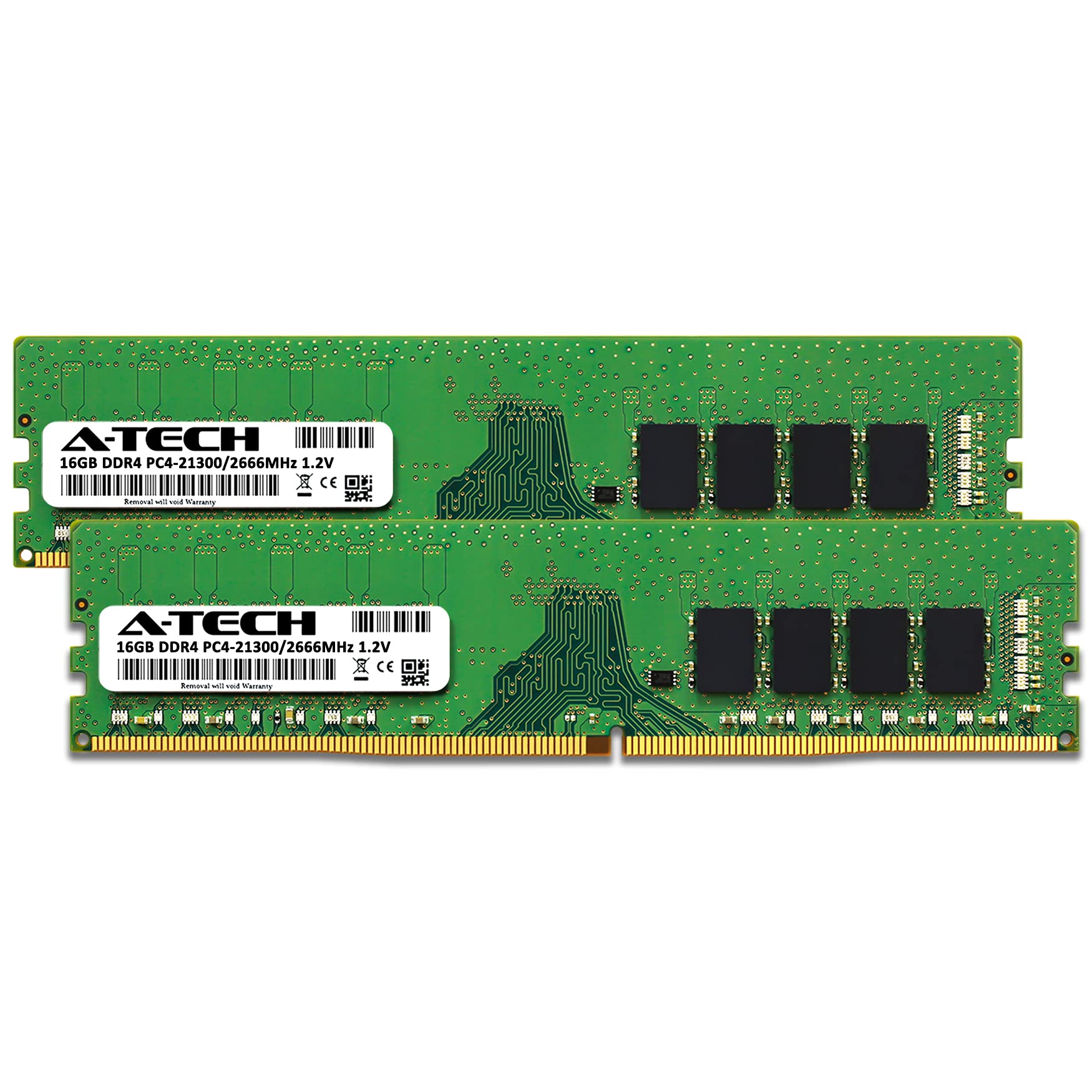 A-Tech 32GB (2x16GB) DDR4 2666 MHz UDIMM PC4-21300 (PC4-2666V) CL19 DIMM Non-ECC Desktop RAM Memory Modules