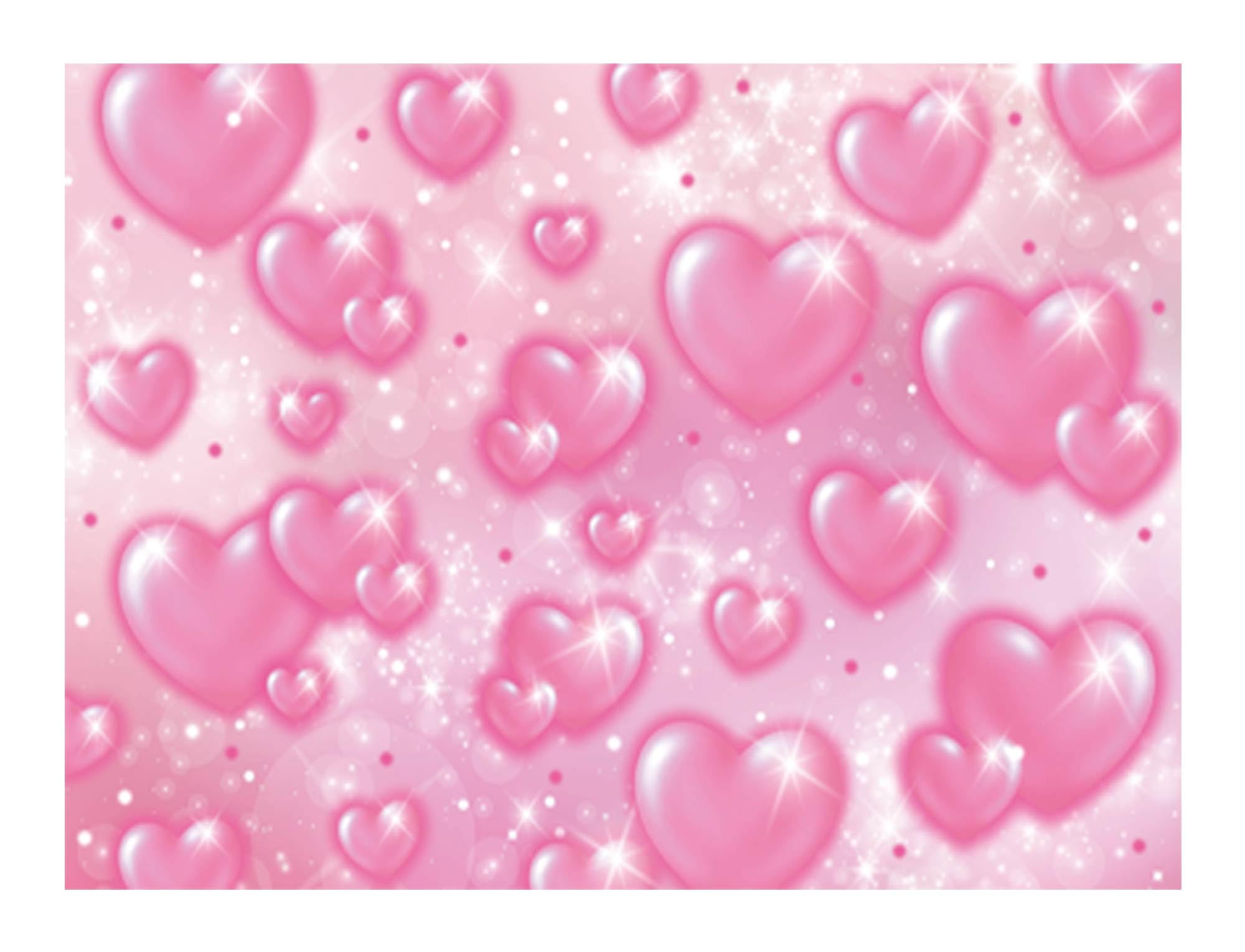 Funnytree 96" x 72" Early 2000s Photography Backdrop Pink Hearts Romantic Valentine's Background Baby Shower Birthday Day Girl Party Banner Decor Supplies Portrait Props Photobooth Gift