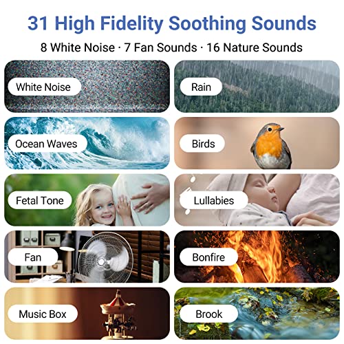 AIRSEE Sound Machine White Noise Machine with Baby Night Light Built-in 31 Soothing Sounds with Timer & Memory Features for Better Sleep, Portable Noise Machine for Baby, Adultsā¦