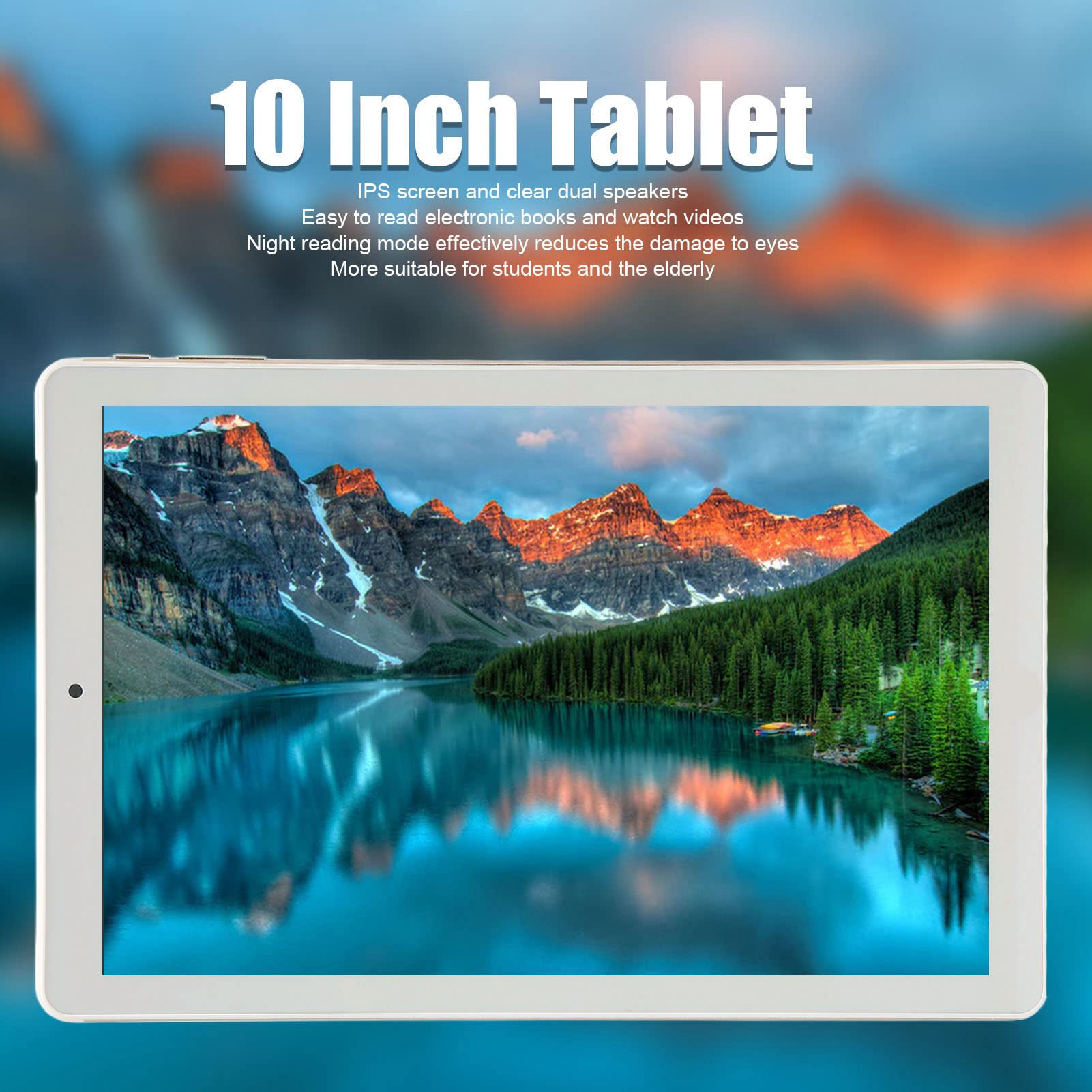 10inch IPS HD Tablet,3GB 64GB 8 Core Processor Tablet for 11,3G Network 5G WiFi,Front 5MP Rear 13MP Camera,Dual Sim Dual Standby,Dual Speakers,Gold (US Plug)