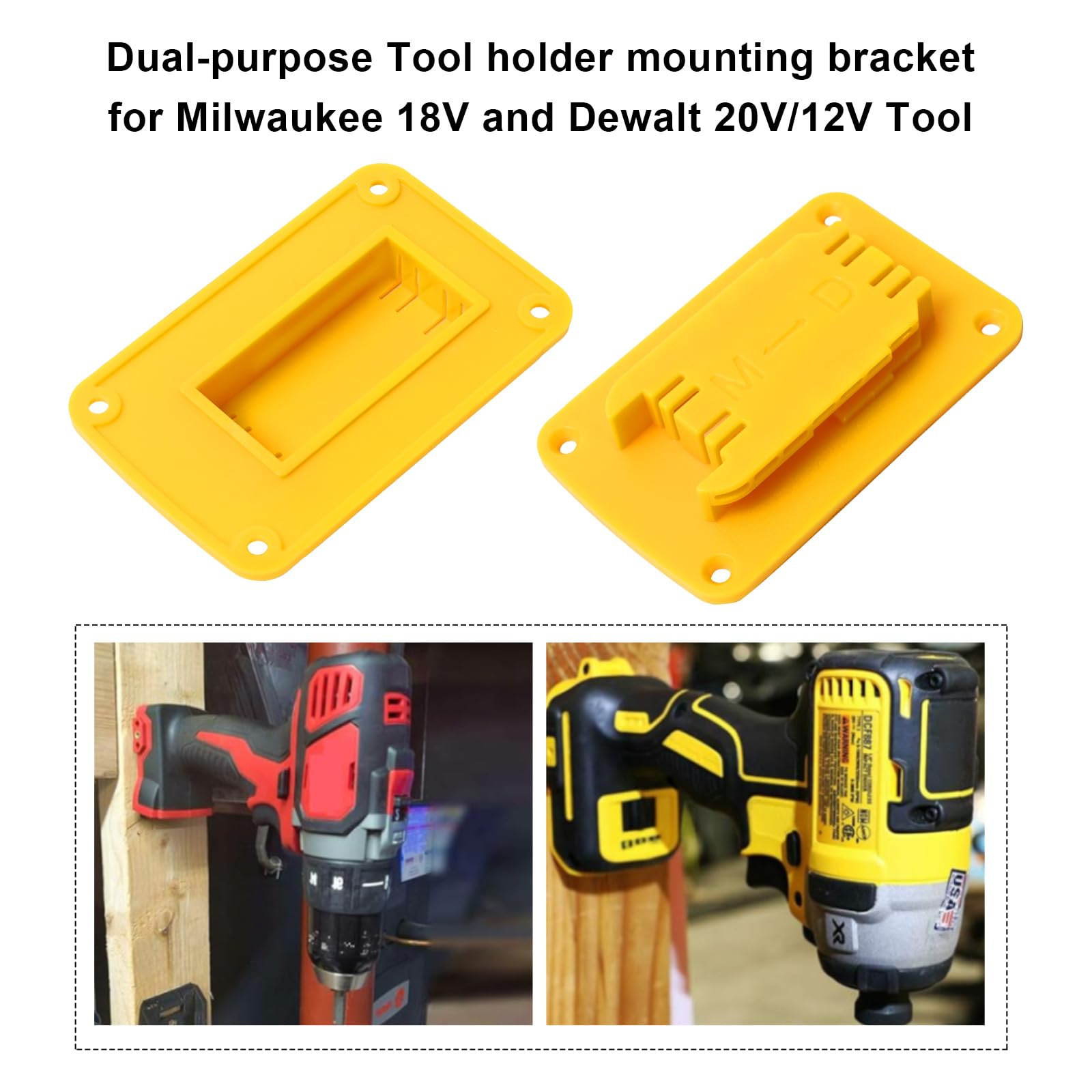 12packs Tool Holder For Milwaukee M18 & Dewalt 20v,Wall Mount Drill Holder with 48 Screws (red)