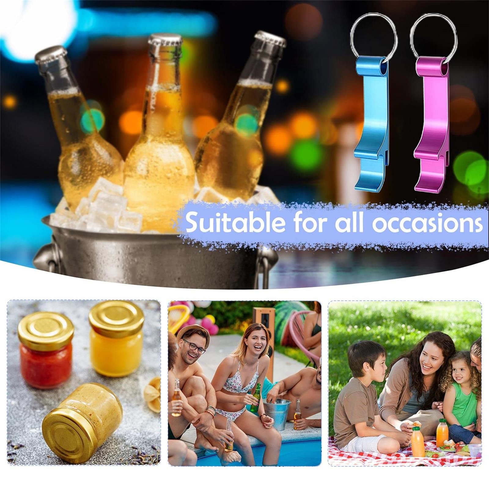 100PCS Custom Personalized Bottle Opener Keychain Bulk Engraved with Logo Text for Men Women,Customized Metal Aluminum Bottle Opener Keychains Wedding Party Favors Gifts