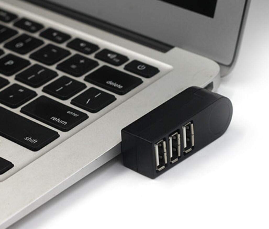 3 Ports USB 2.0 Rotatable HUB, USB to 3USB 2.0 Converter 90° 180° 270° Degree for PC Laptop Notebook Tablet (White)
