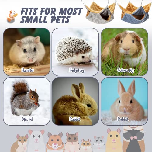 2 Pcs Pet Cage Hammock Soft Plush Bunkbed Hanging Hammock Warm Double Layer Ferret Hammock Small Pet Hammock Accessories for Rat Guinea Pig Sugar Glider Squirrel (Blue, Gray, Soft Style)