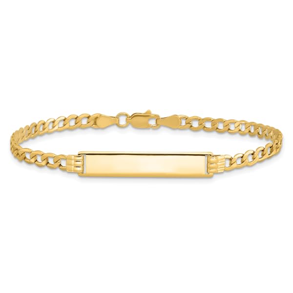 10K Yellow Gold Curb Link Name Bar Identification ID Bracelet