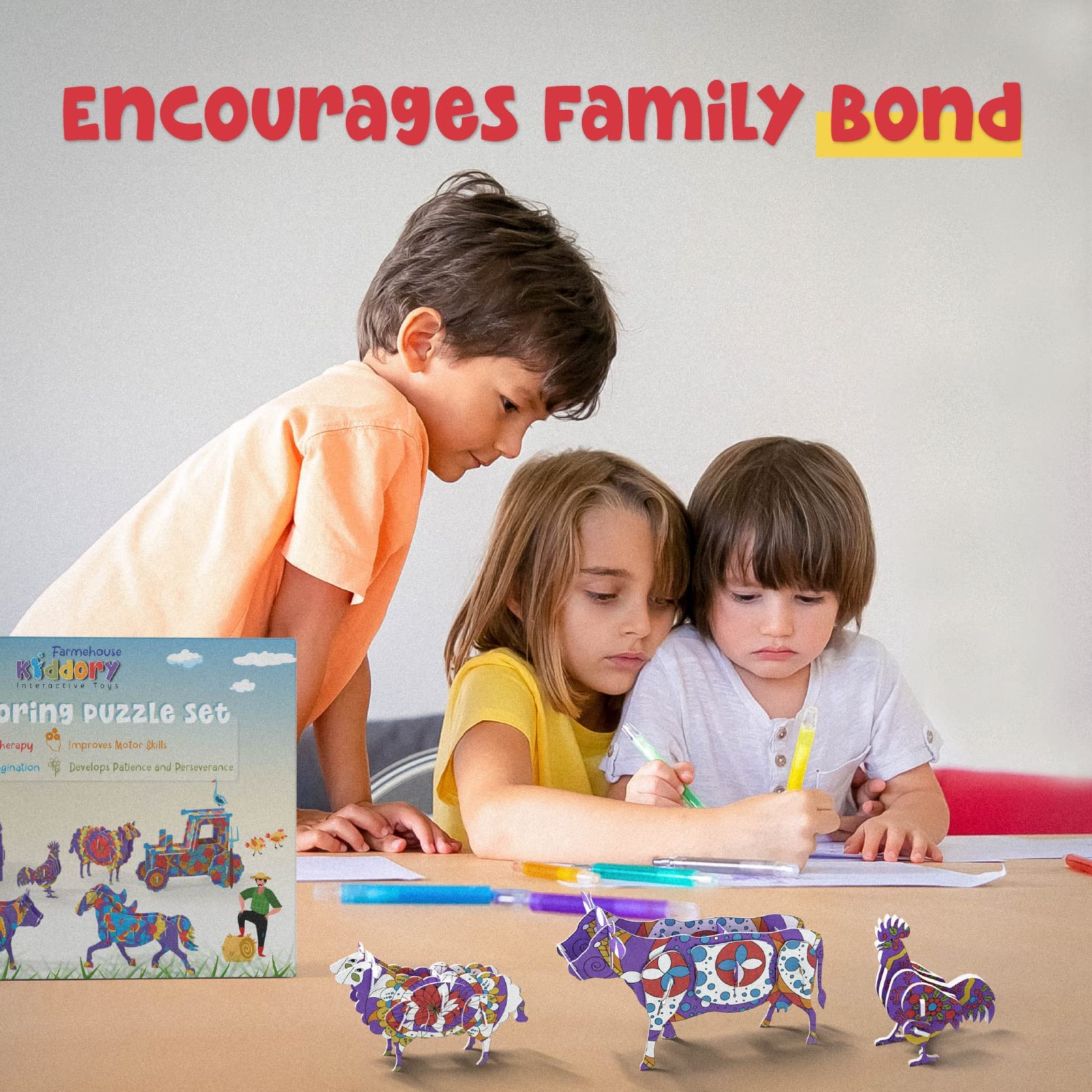 3D Coloring Puzzle Set with Unique Mandala Pattern - DIY 3D Puzzles for Kids Ages 7-15 - Arts and Crafts for Girls & Boys 3-d Puzzles Animal Drawing Art Kits for Kids - 6 Different Shapes