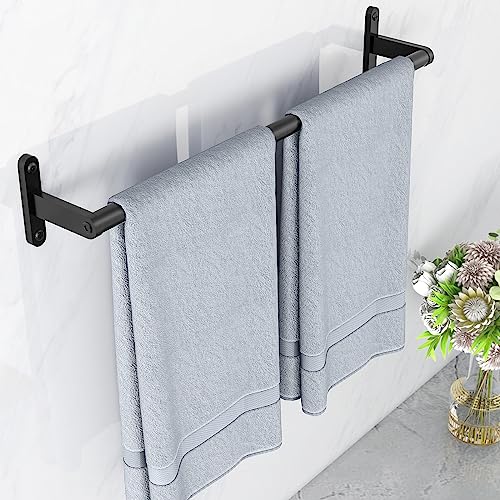 24 Inch Matte Black Towel Bar for Bathroom, Sturdy Wall Mounted Towel Racks for Bathroom Rustproof Stainless Steel Dish Cloth Hand Towel Holder for Bath Vanity Kitchen Door Shower Accessories